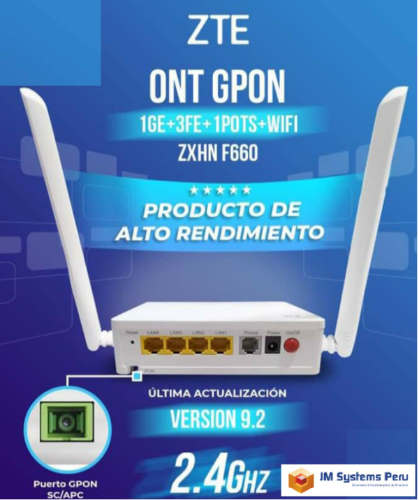 Onu Gpon Zte F660 9.2 - Jm Systems Perú